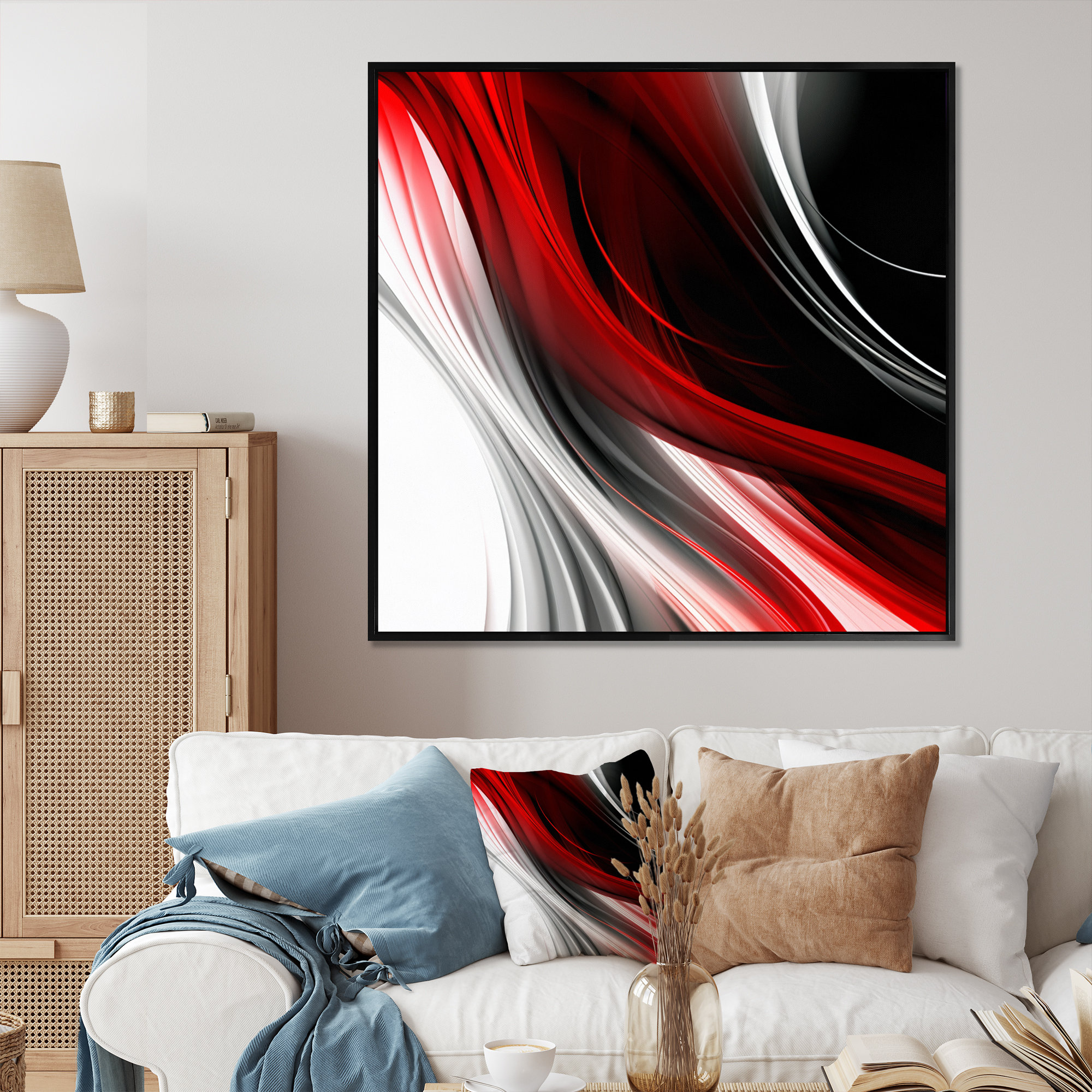 Ivy Bronx Red Black Infinite Ripples I - Framed Wall Art Print ...