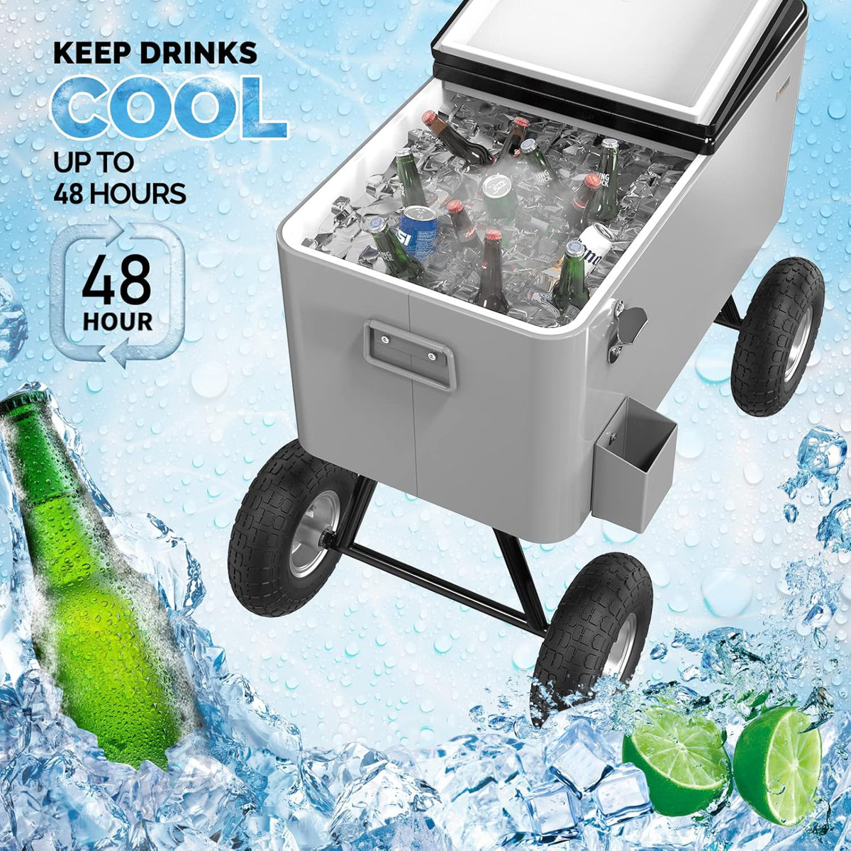 ATC CABINETS 80-Quart Trolley Rolling Refrigerator Freezer with Long ...