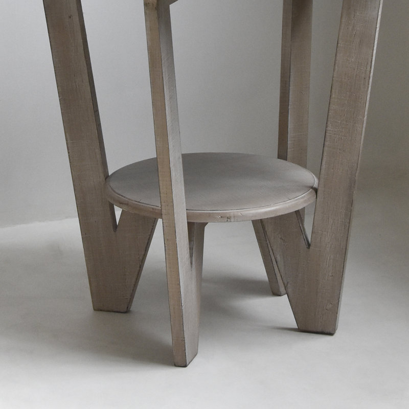 Gracie Oaks Cabrero Farmhouse Rustic Round End Table with Shelf | Wayfair