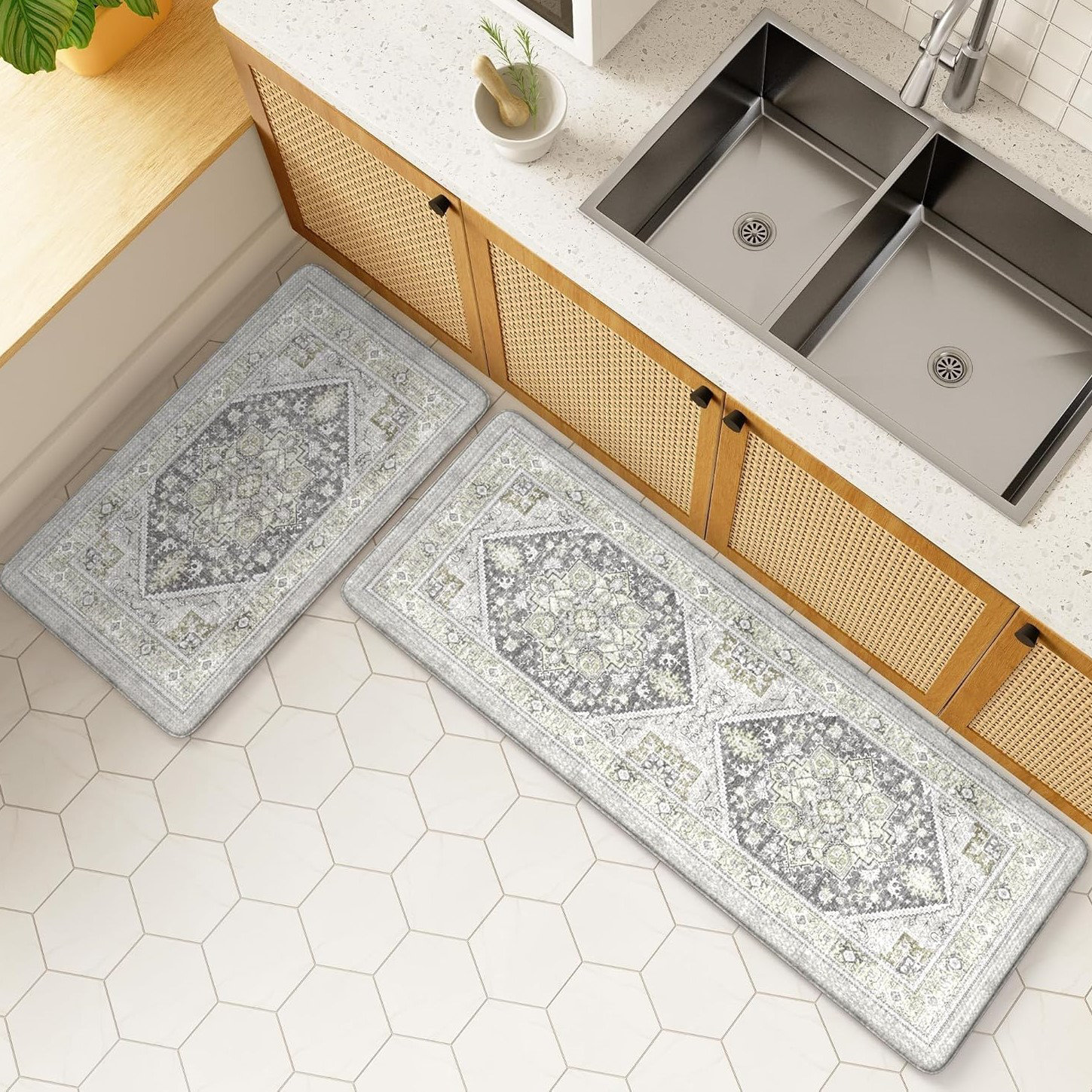 Bungalow Rose Cushioned Kitchen Mats, Set of 2 | Wayfair