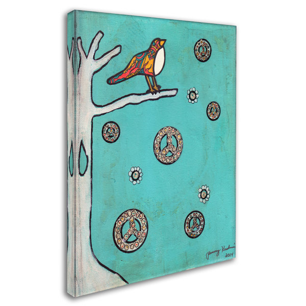 Winston Porter 'Peace Sign Bird' Print on Wrapped Canvas | Wayfair