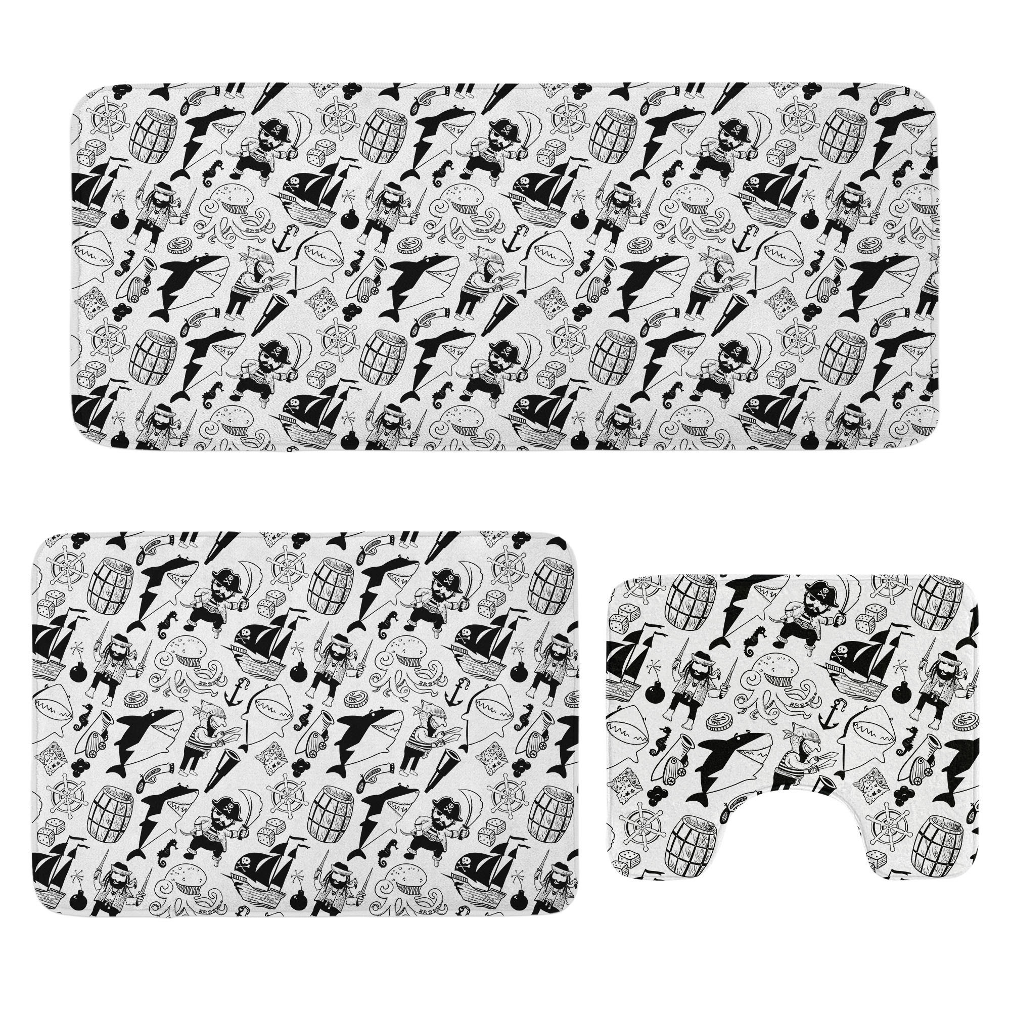 East Urban Home Pirates Bathroom Rug Set 3 Pieces U-Shape & Rectangle ...