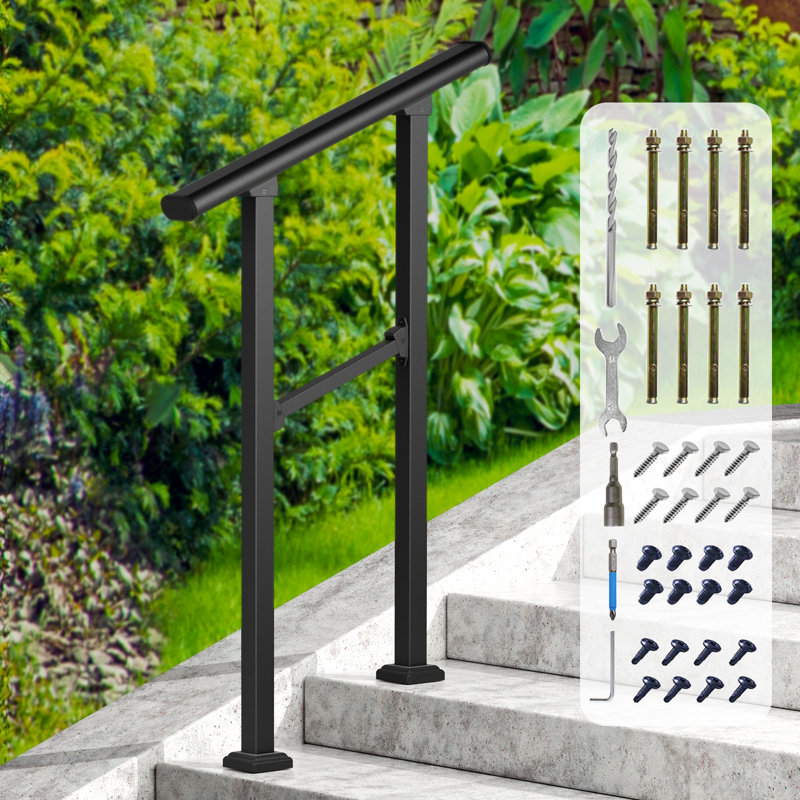 HOMLUX Lovmor Hand Rails for Outdoor Steps, Wrought Iron Railing, Porch ...