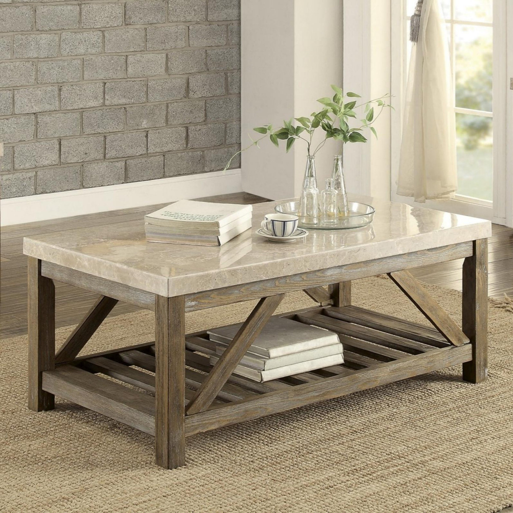 Gracie Oaks Industrial Style Angled Support 1pc Cocktail Table ...