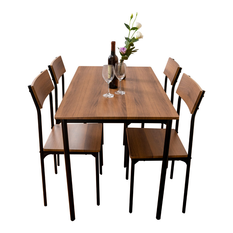 17 Stories 4-Person Dining Room Set 1 Table 4 Chairs Brown | Wayfair