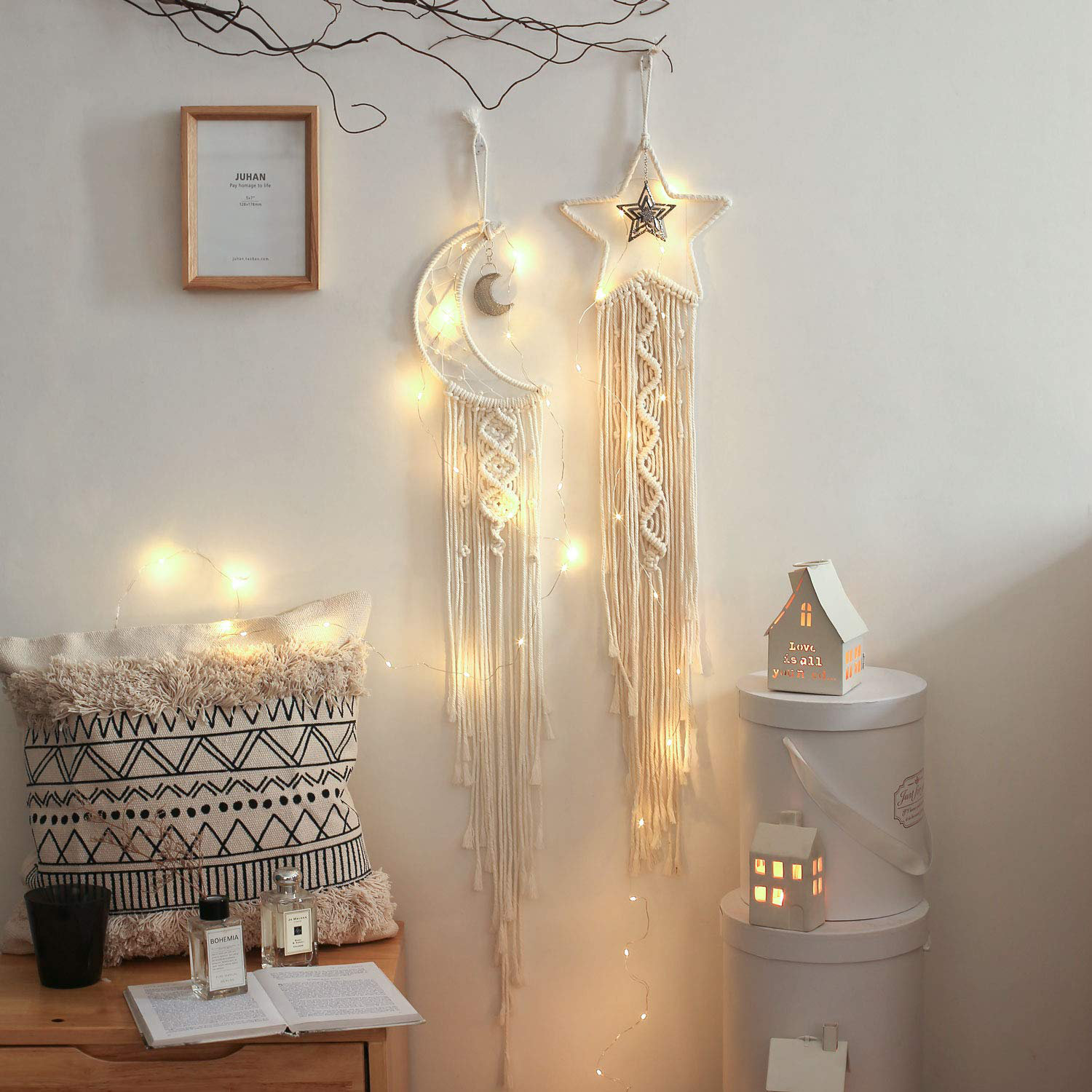 Bungalow Rose Dreamcatcher Star Moon Lighted Boho Dream Catchers For ...