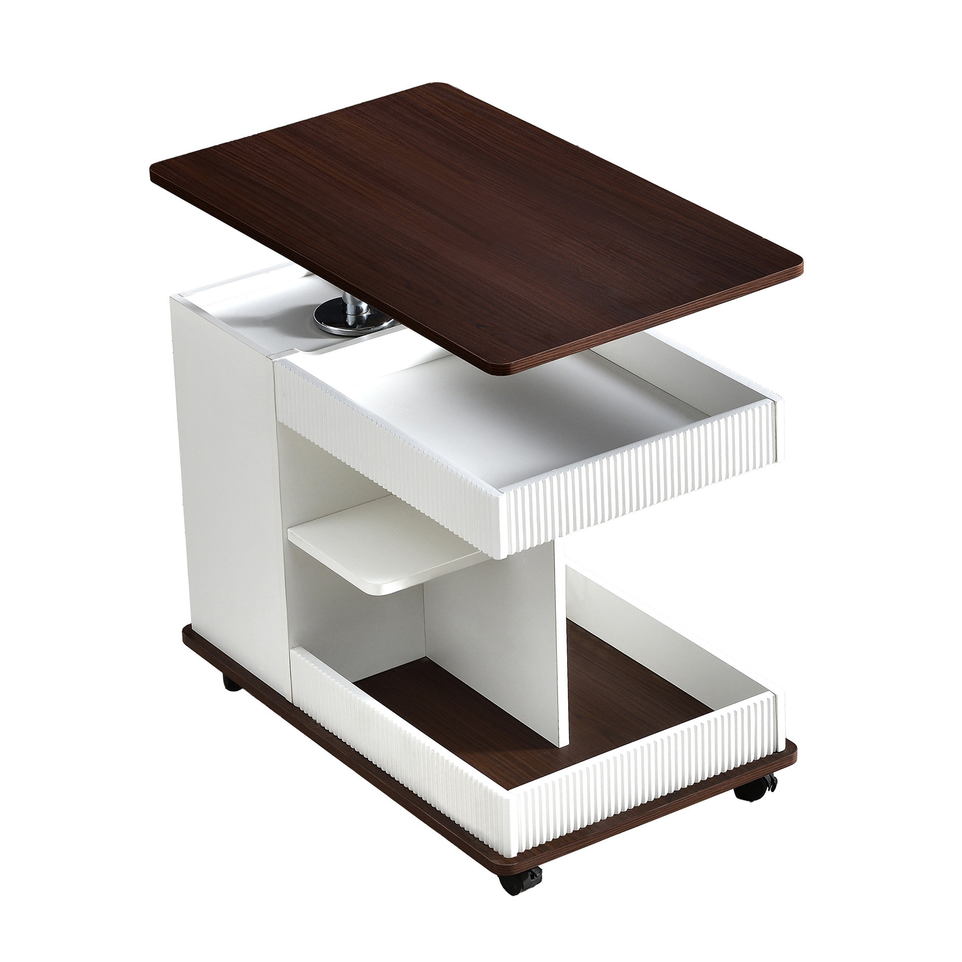 Latitude Run® Adjustable 360 Rotating End Table With Lift-Top, Lockable ...