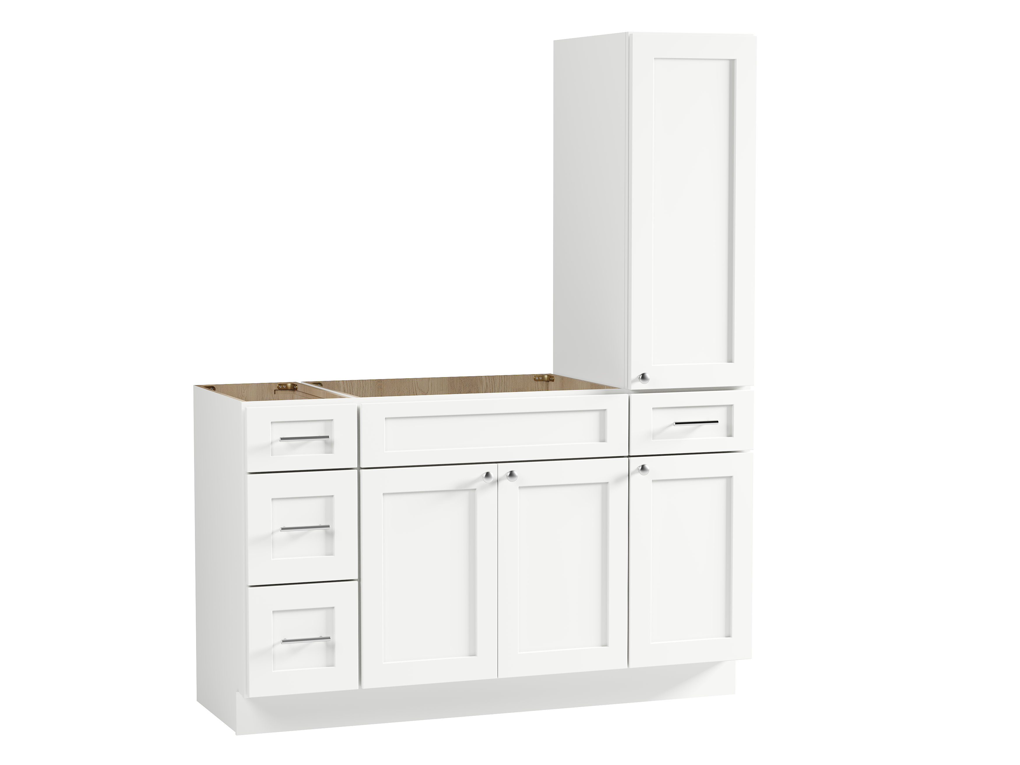 Disar 57'' Single Bathroom Vanity With Right Tall Linen Cabinet ...