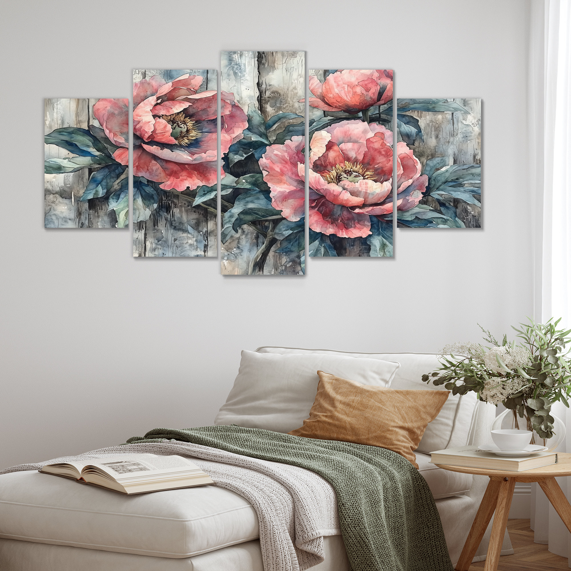 Winston Porter Red Peonies By The Farm Fece - Peonies Wall Art ...