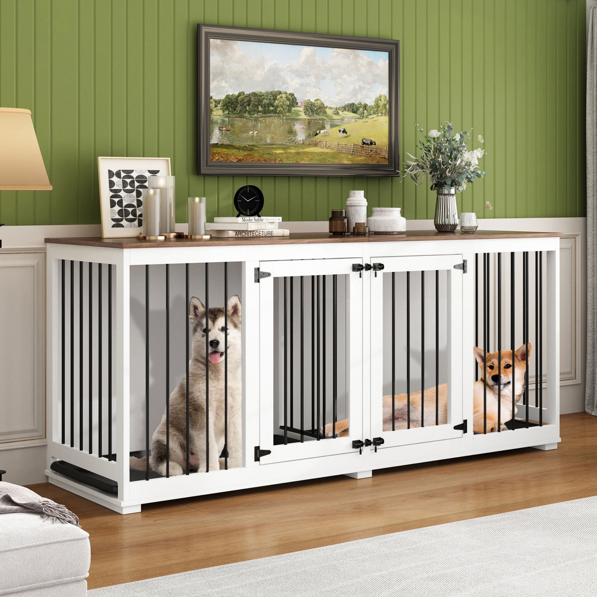 Tucker Murphy Pet™ Large Dog Crate Furniture with Tray and Divider ...