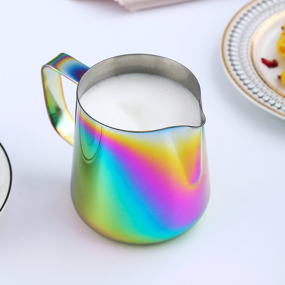 ASA Milk Frothing Pitcher, 12oz/350ml Stainless Steel Steaming Pitcher Barista Milk Frother Cup ...