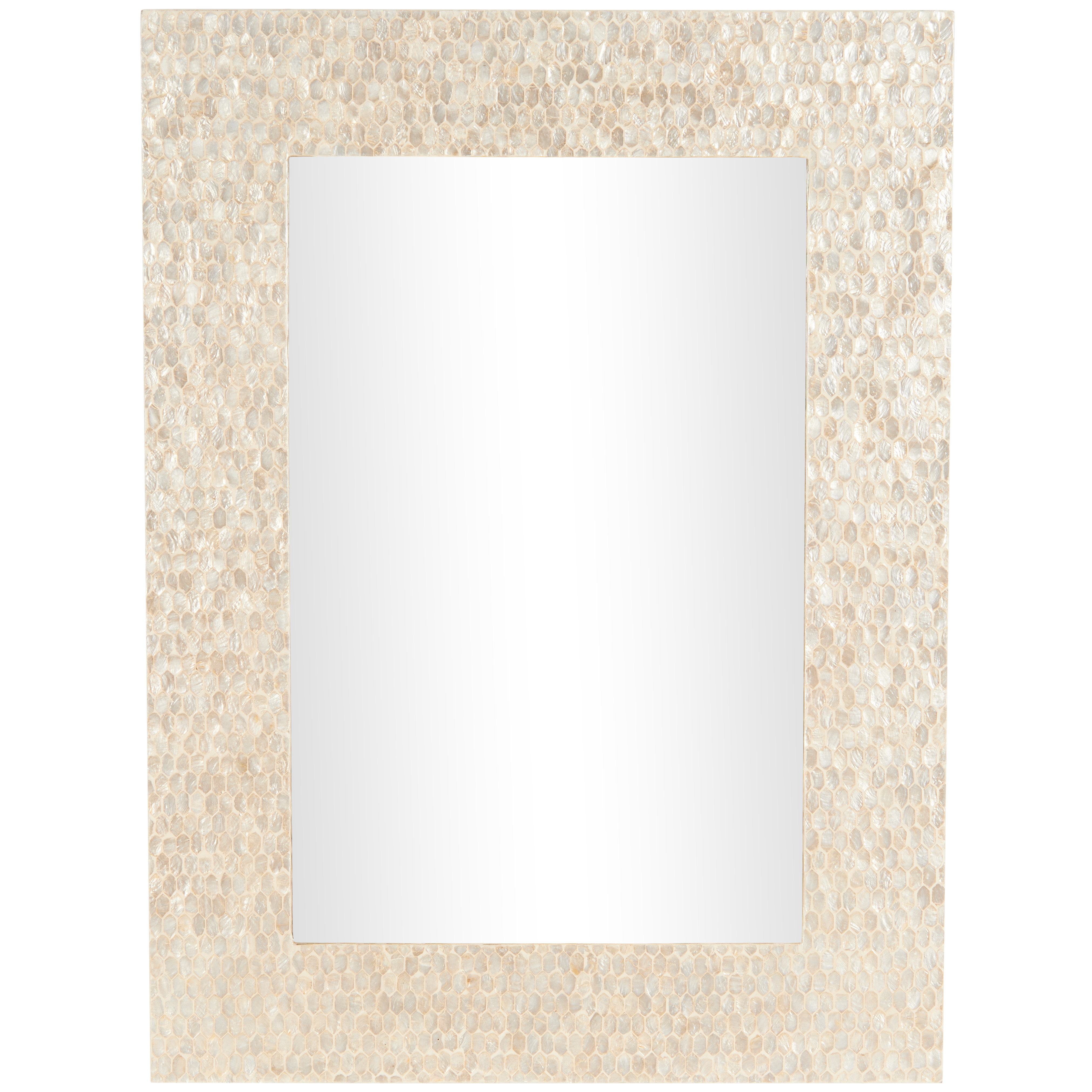 Dakota Fields Cotrina Mother of Pearl Shell Handmade Mosaic Cream Wall ...