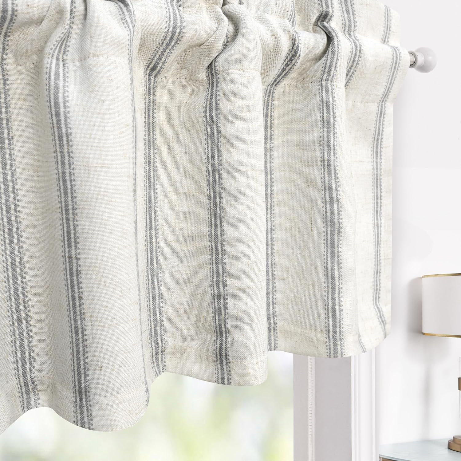 RAPTIZ Farmhouse Linen Lined Valance Double Layer Thermal Insulated ...