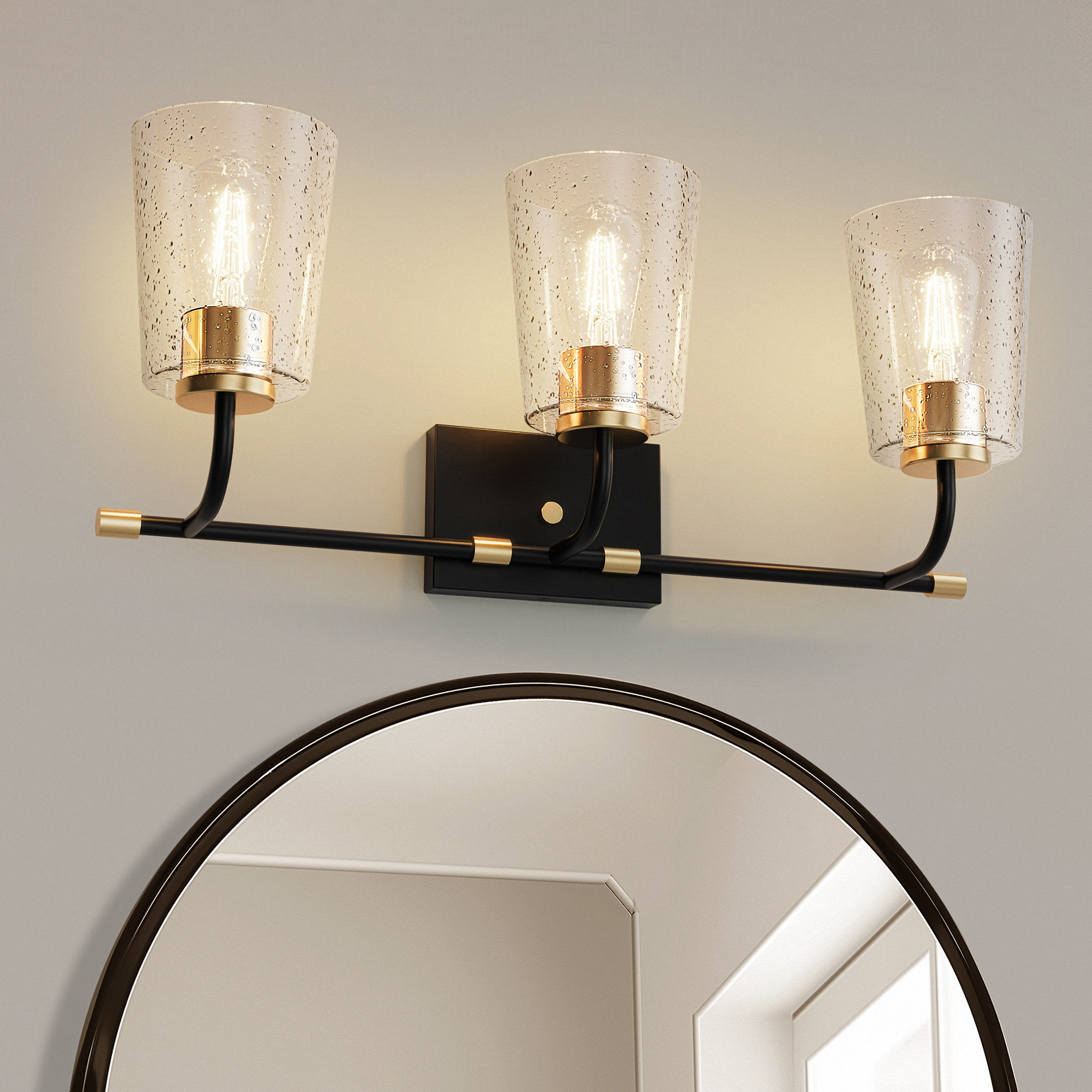 Breakwater Bay Adreina Modern 3-Light Vanity Fixture With Gold Accents ...
