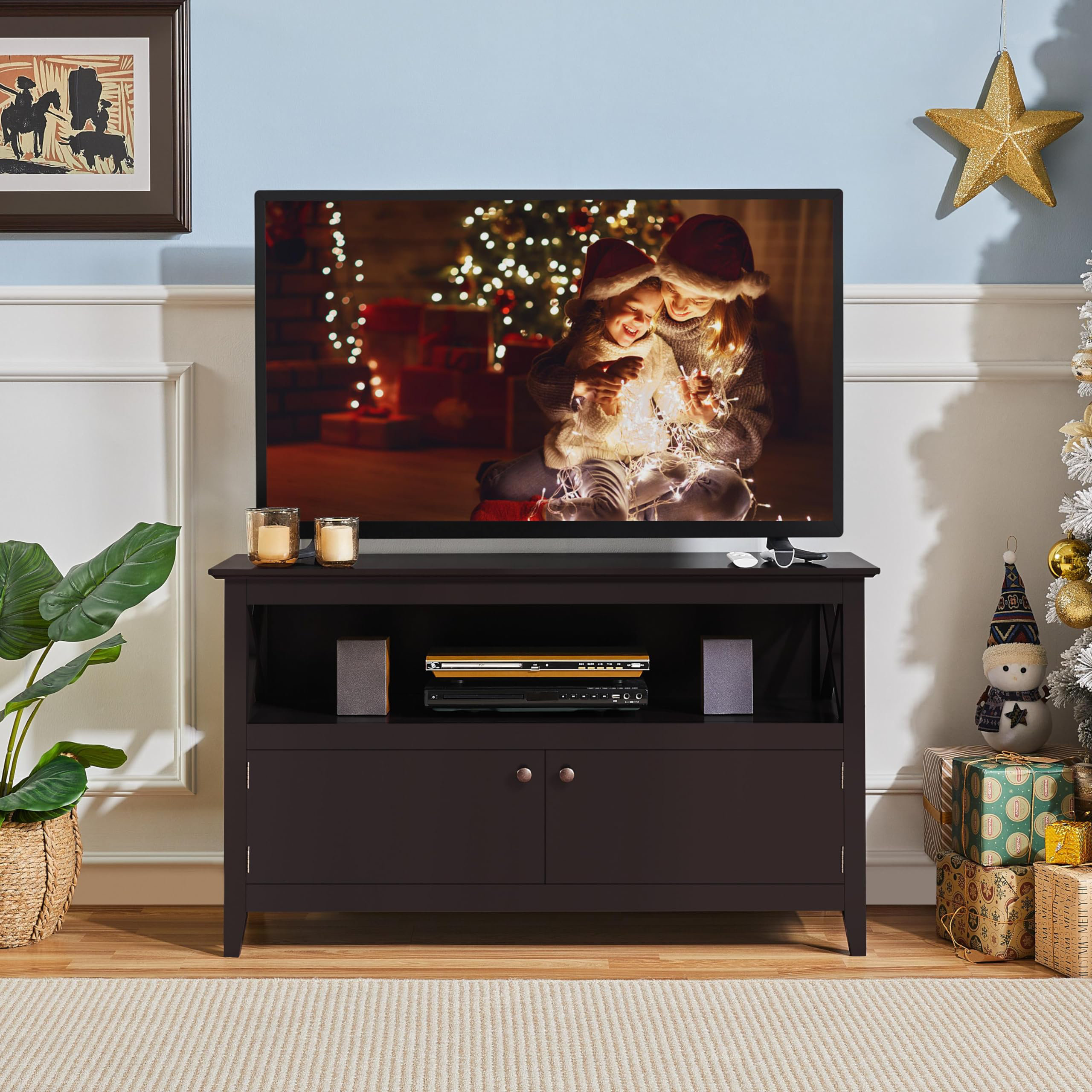 Gracie Oaks Wooden TV Stand For Tvs Up To 50 Inch, Media Entertainment ...