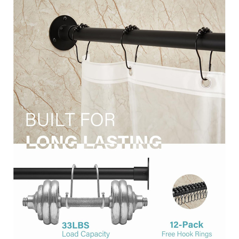 Masoter 53'' L-Shaped Wall Mounted Required Shower Curtain Rod & Hook ...