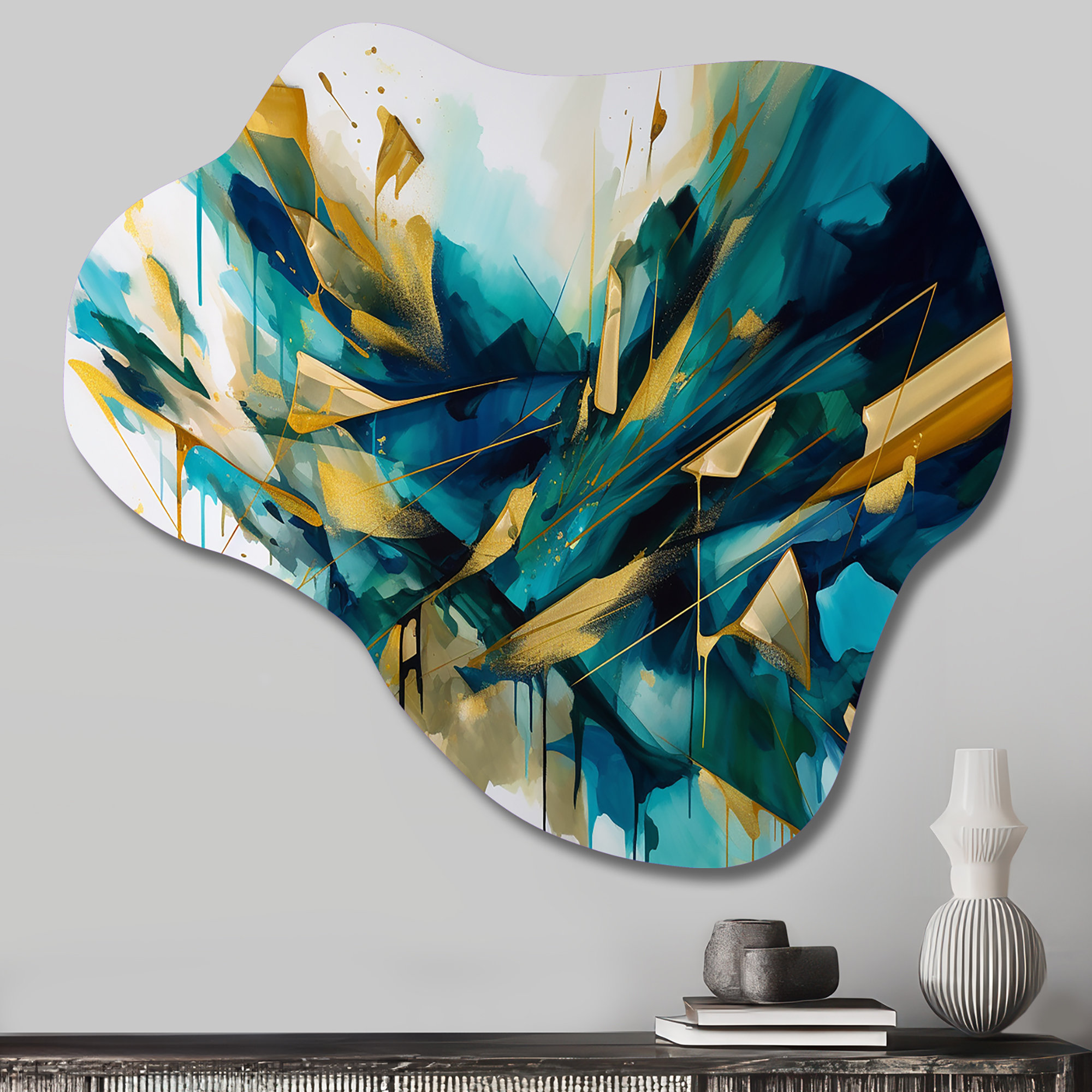 Design Art Golden Explosion Triangles VII - Cloud Abstract Geometric ...