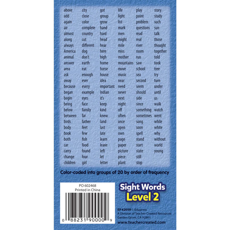 Edupress Sight Words Flash Cards - Level 2 - Wayfair Canada