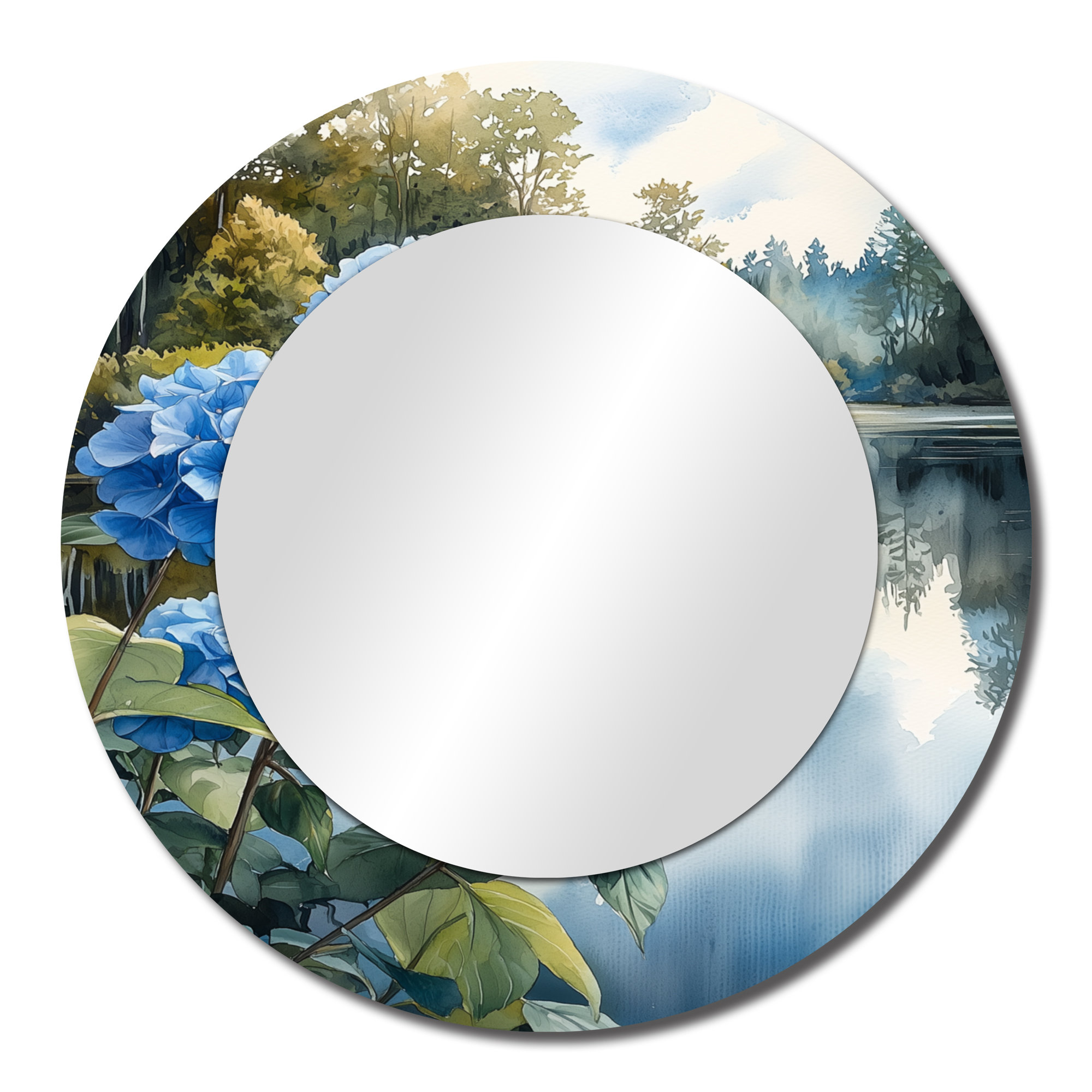 Ophelia & Co. Hydrangeas At The Farm Pond - Floral Mirror Wall Art ...