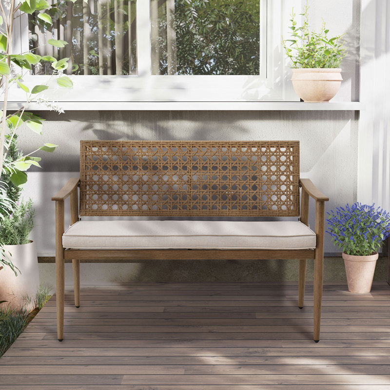 George Oliver Euriel Wicker Outdoor Bench & Reviews | Wayfair