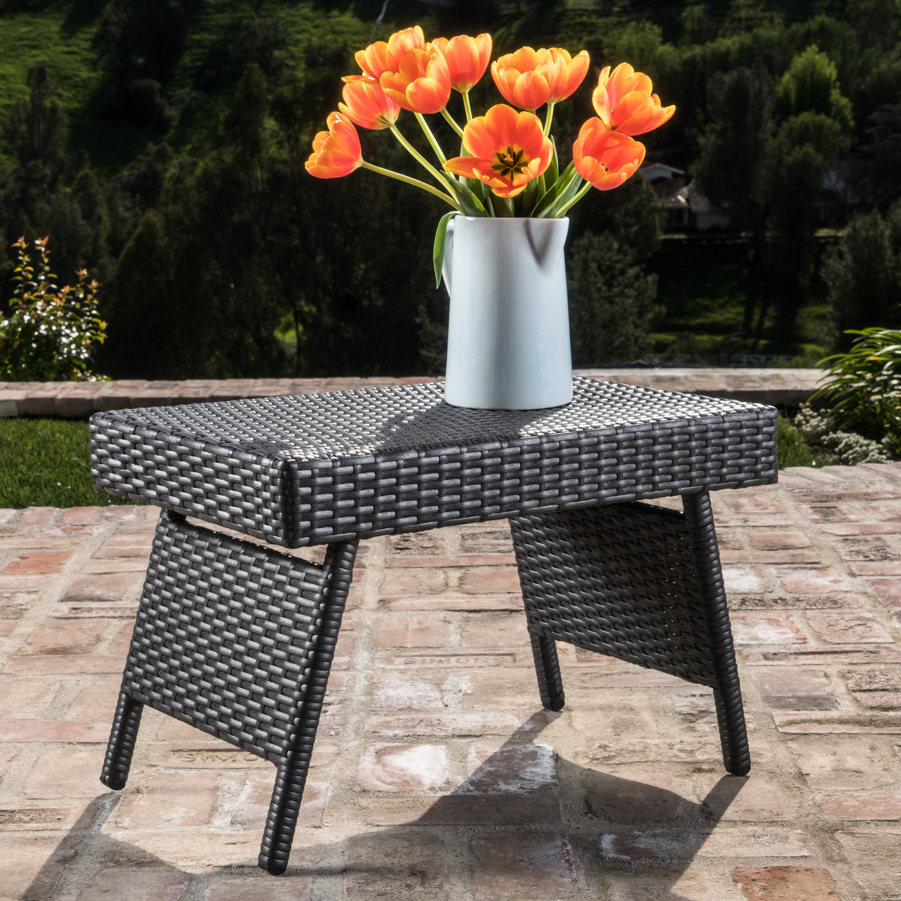 Latitude Run® Pe Accent Table, Grey, & Iron Frame, 24"X16"X15.75", No ...