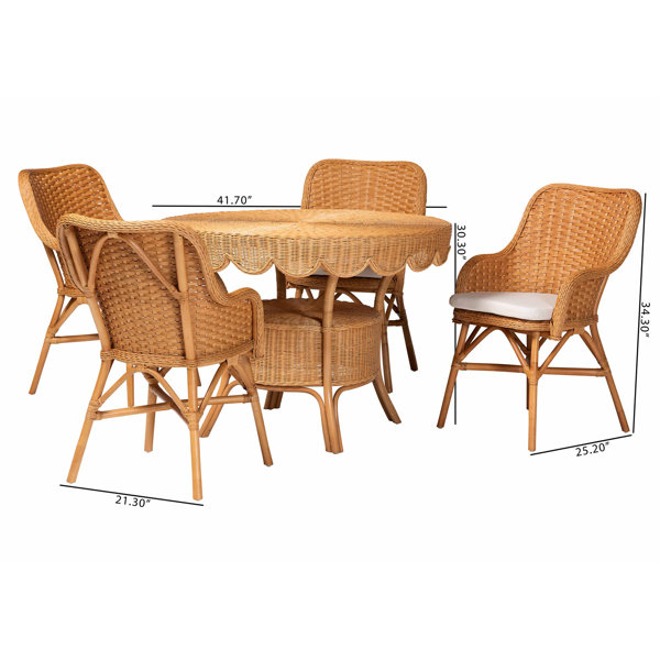 Bungalow Rose Bali & Pari Tucson 5-Piece Rattan Dining Set - Round ...