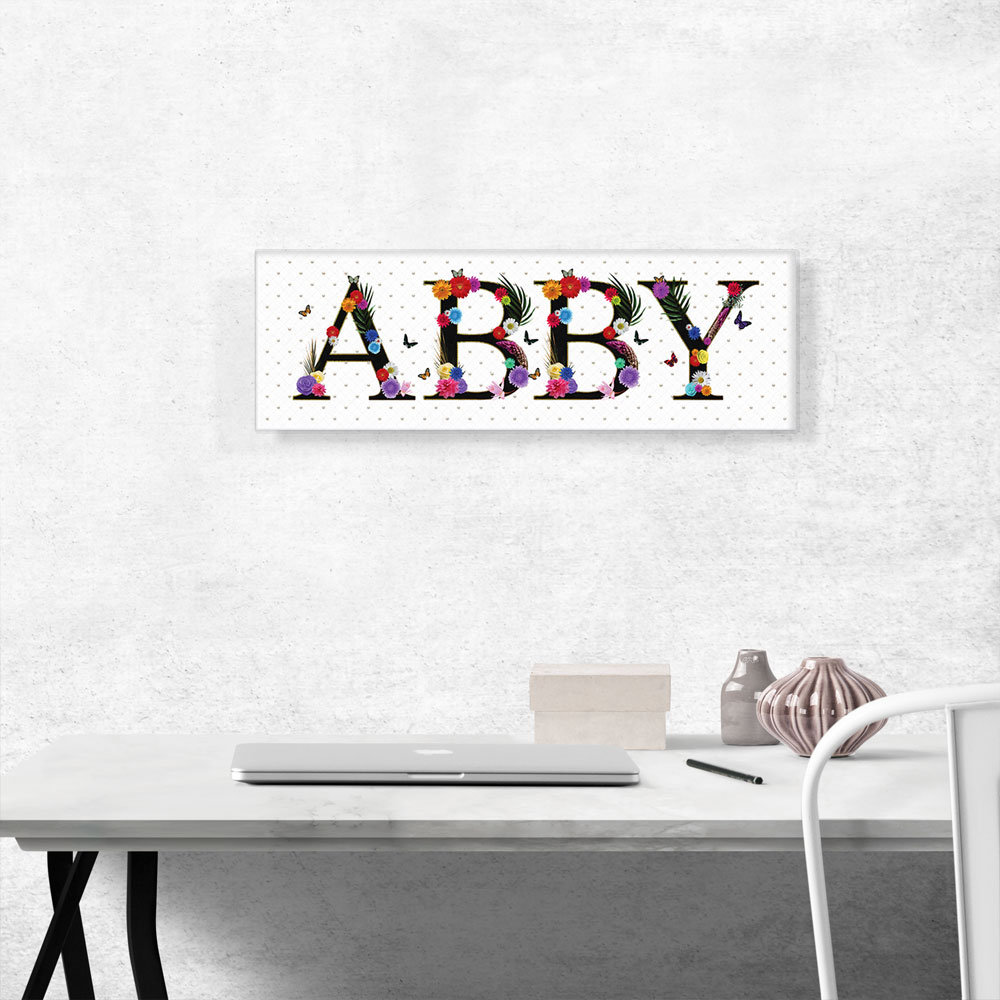 ARTCANVAS ABBY Girls Name - Wrapped Canvas Panoramic Textual Art Print ...