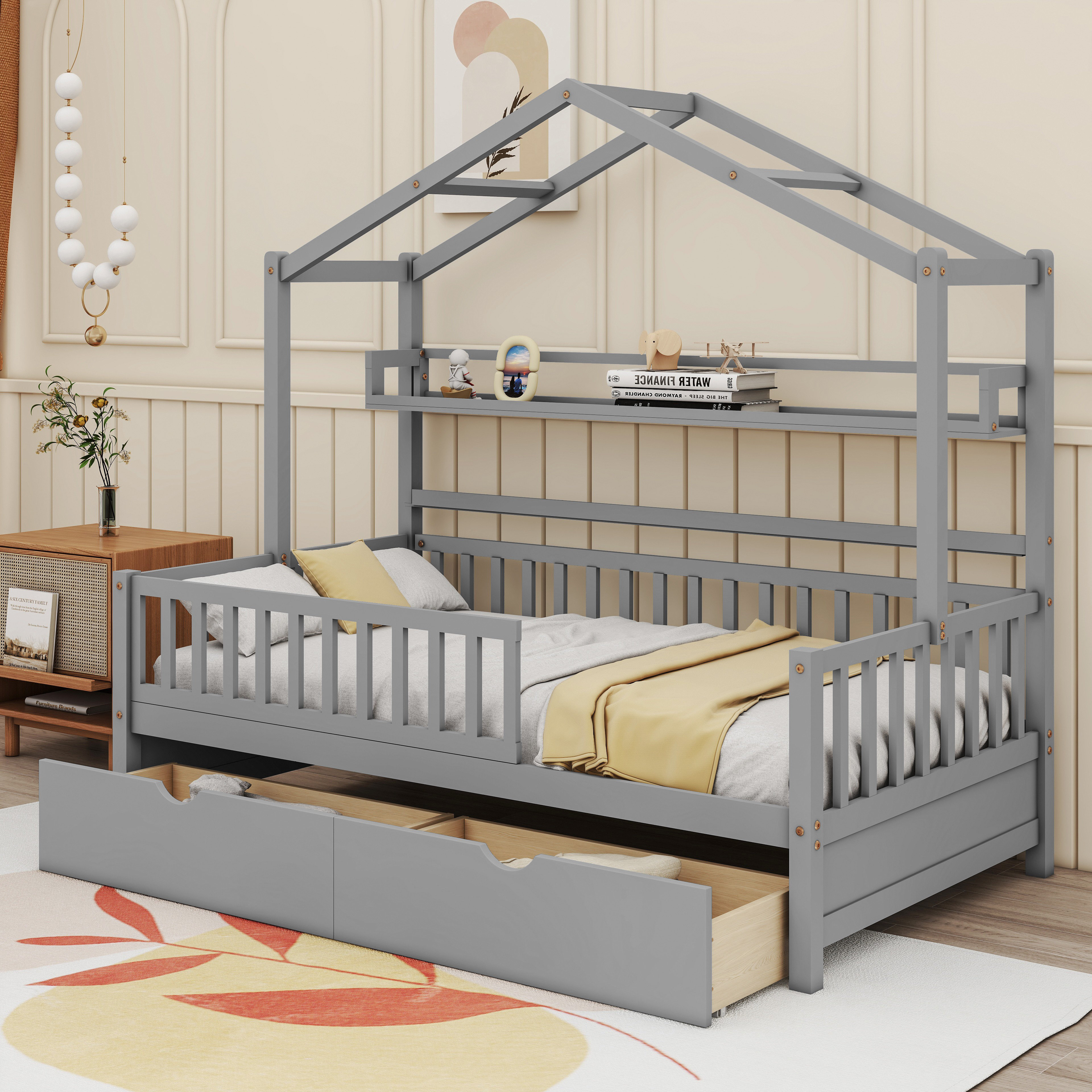 Harper Orchard Ziggy Wooden Full Size House Bed With 2 Drawers ...