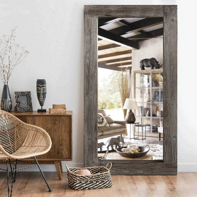 Gracie Oaks Distressed Solid Wood Mirror Leaning Mirror Wall Mirror ...