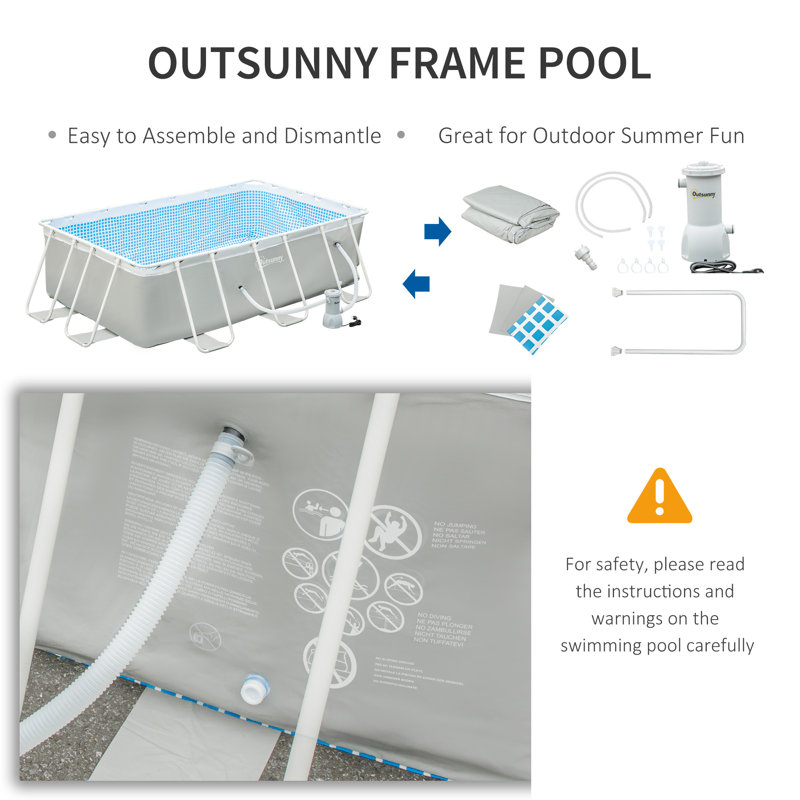 Outsunny 11ft x 7ft x 32in Steel Frame Pool with Nano Filter Pump | Wayfair