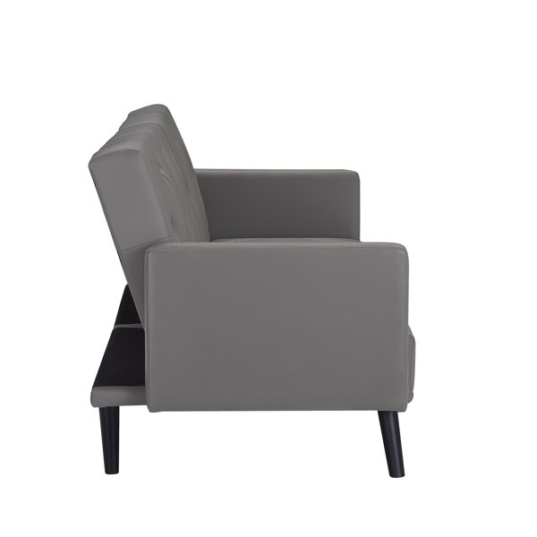 Williston Forge Sprague 75" Faux Leather Tuxedo Arm Sofa with ...