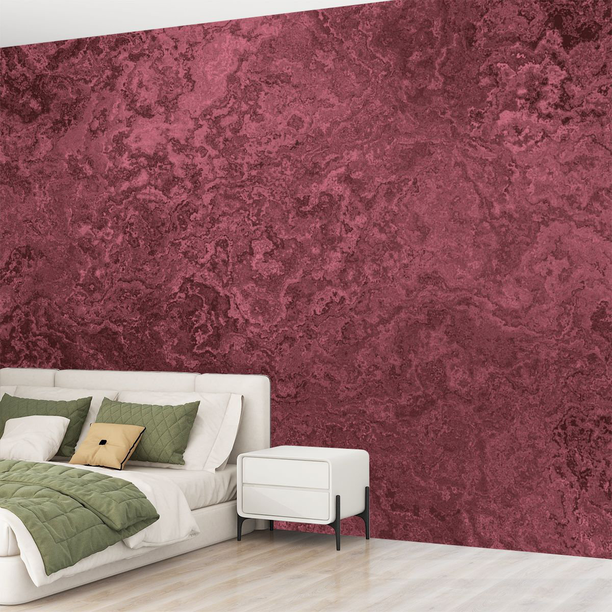 Ivy Bronx Peel and Stick Canvas Wallpaper Wall Mural Maroon Brown ...