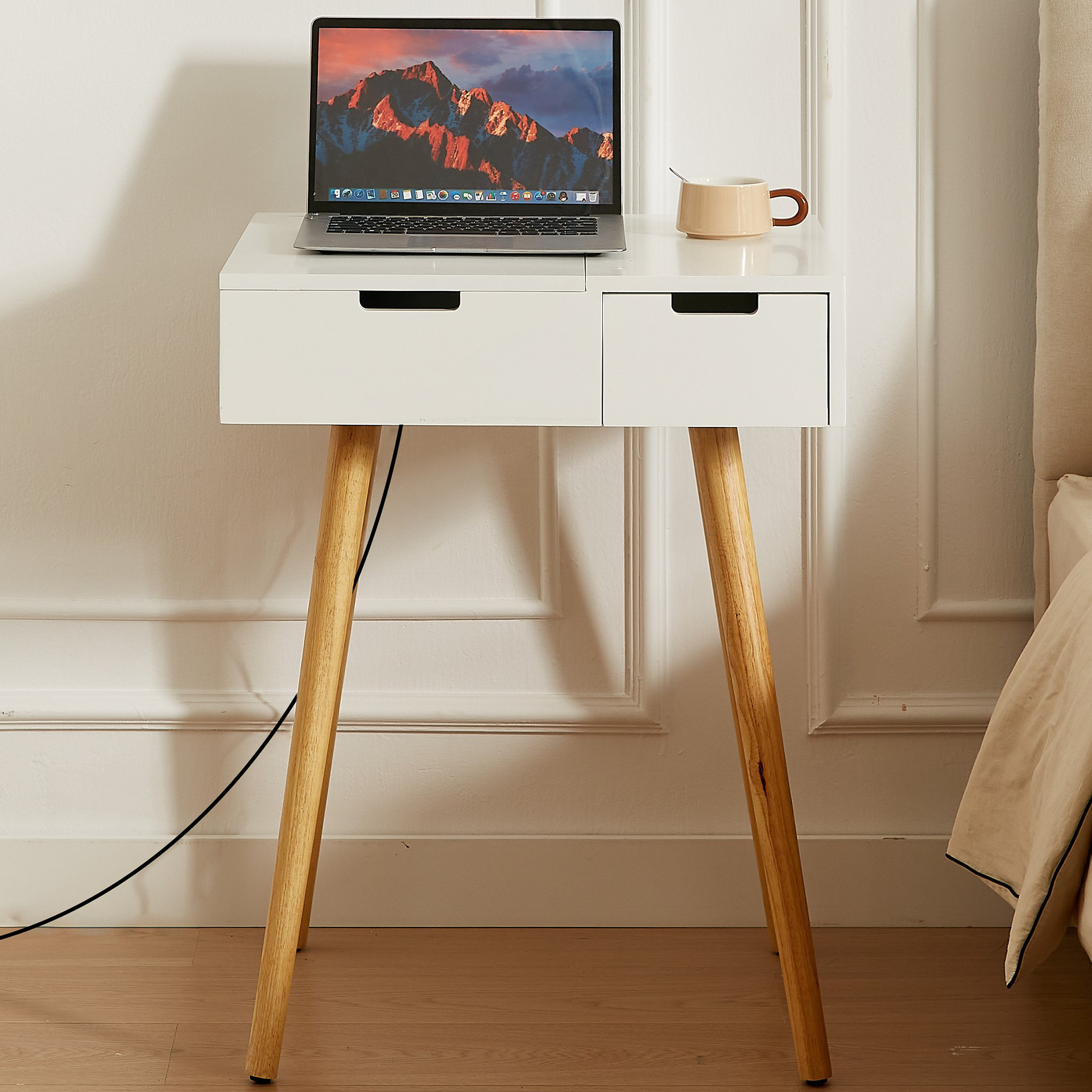 George Oliver Modern Vanity Table With Lighted Flip-up Mirror | Wayfair