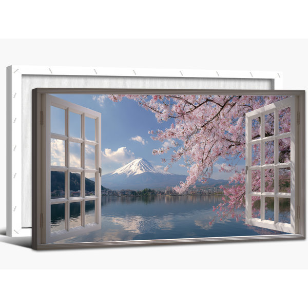 The Holiday Aisle® Spring Window Wall Art, Cherry Blossom Landscape ...