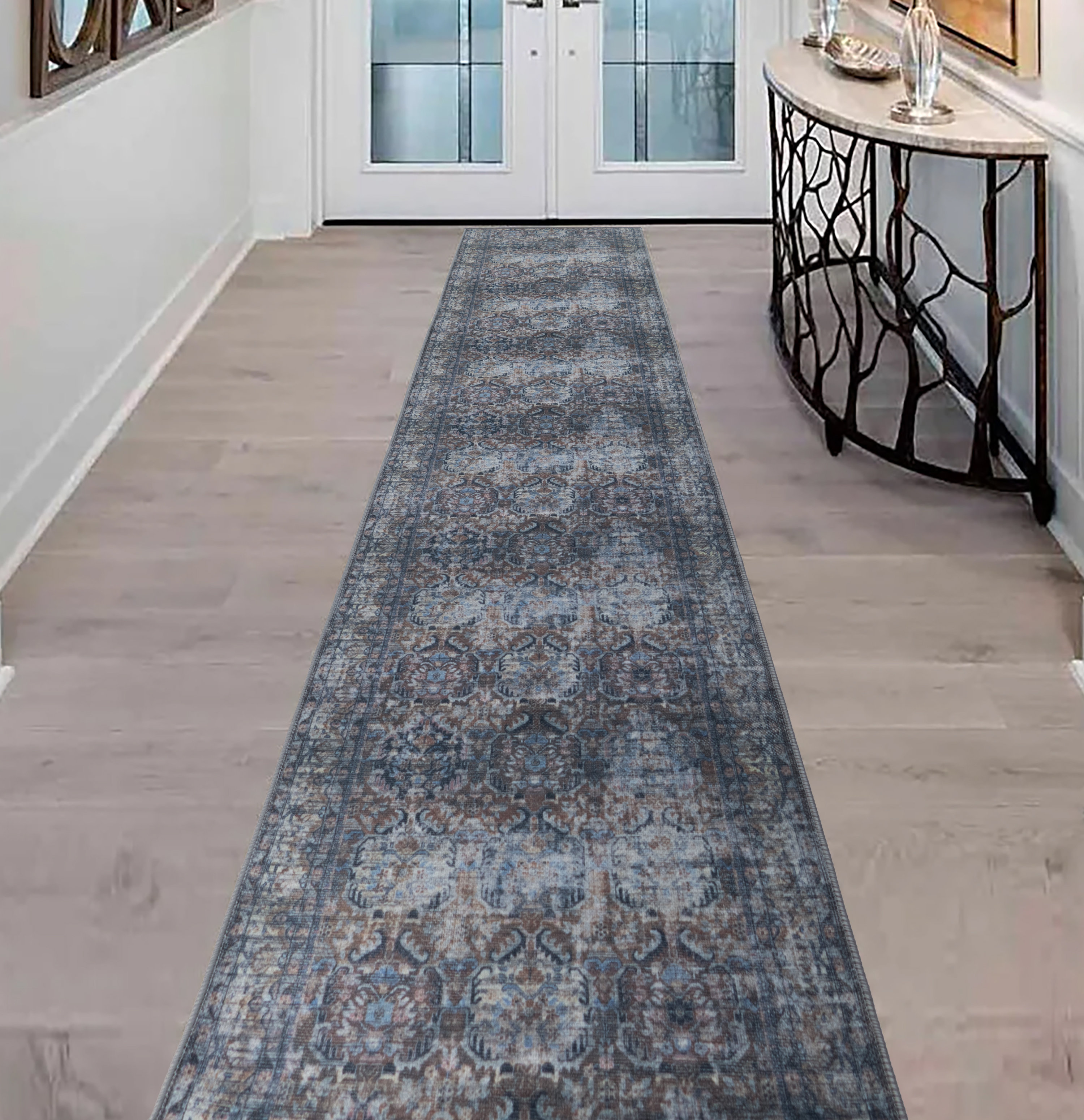 Purhome Slip Resistant Latex Infused Natural Cotton Backing Distressed ...