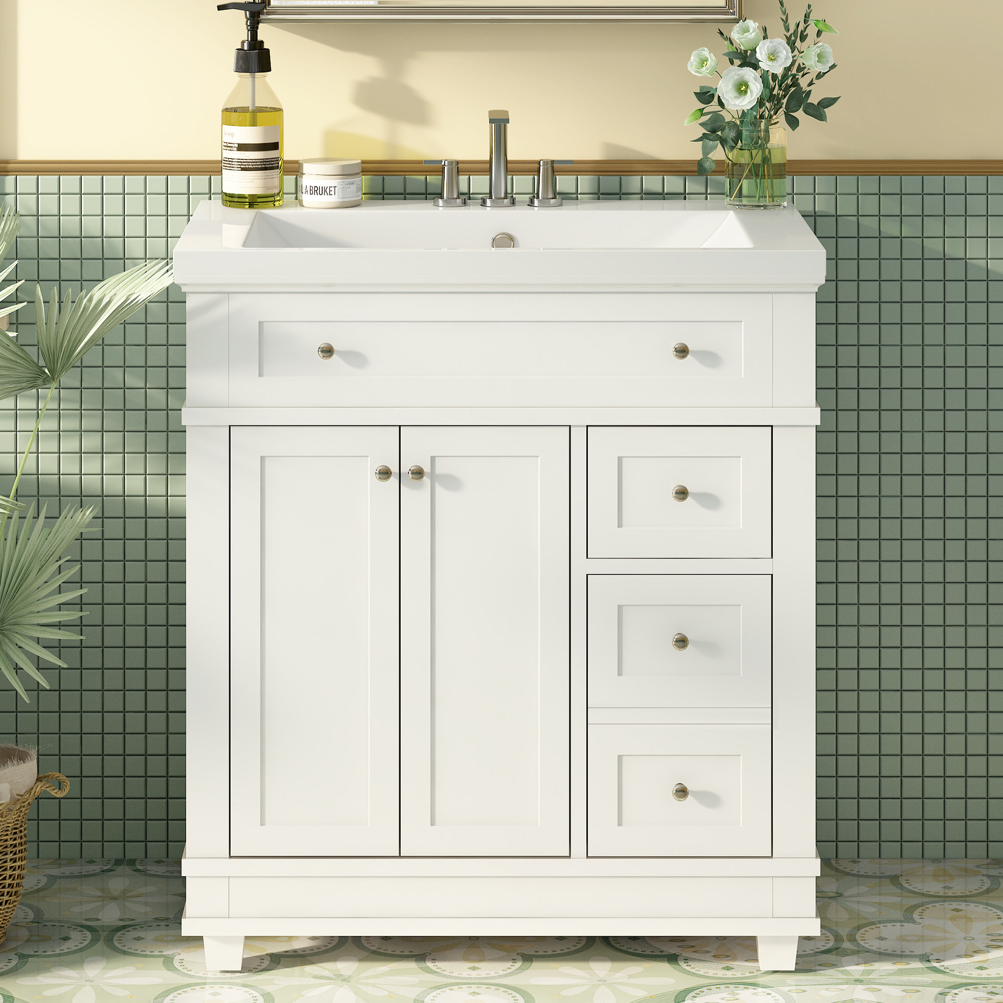 Winston Porter 30" Bathroom Vanity Set With Sink And Drawers - White ...