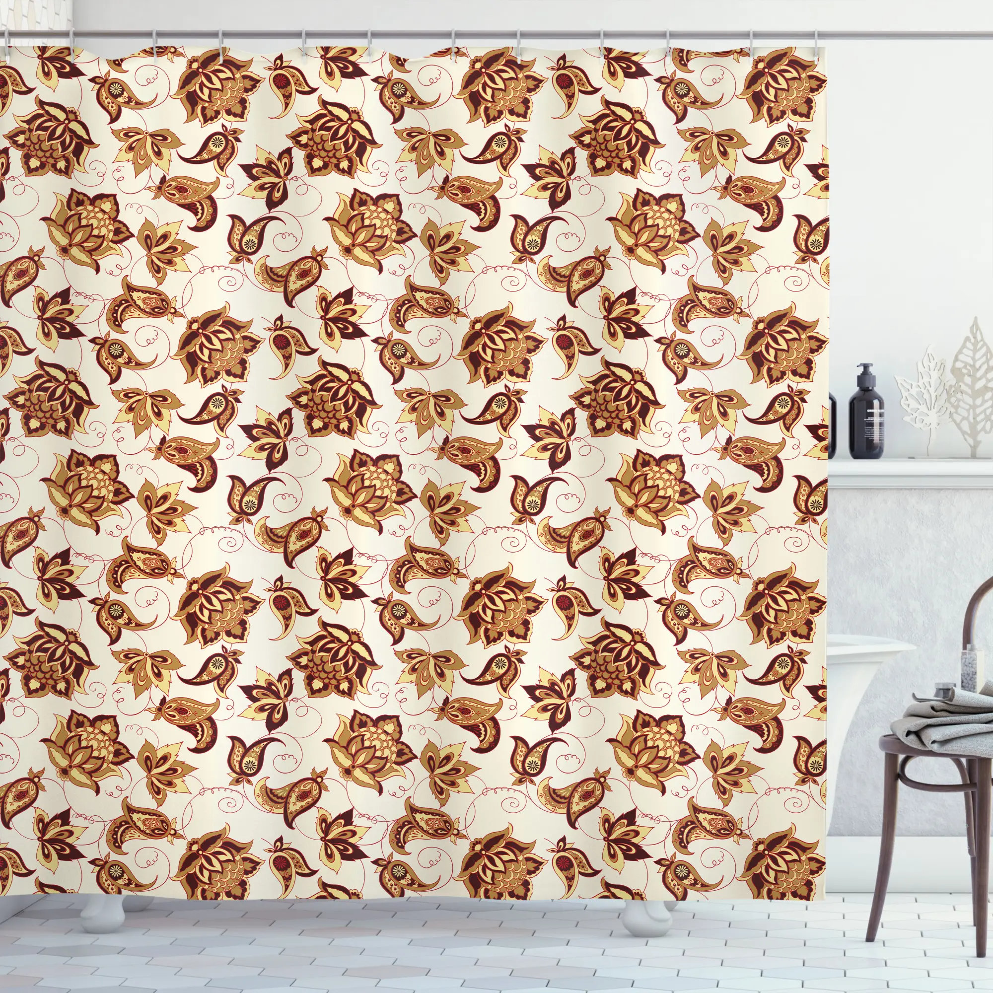 Darby Home Co Barwick Ethnic Asian Motif Shower Curtain + Hooks | Wayfair