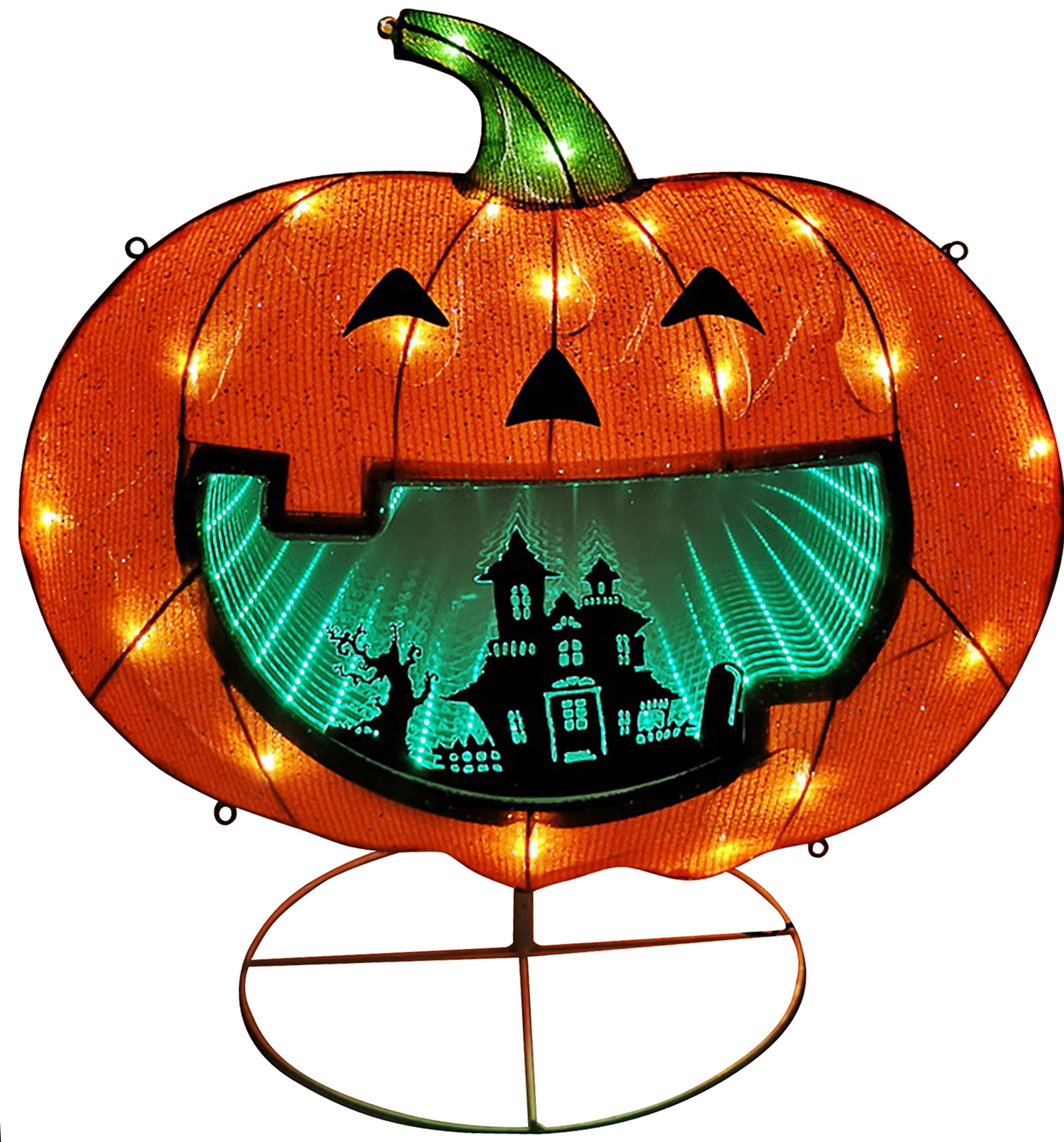 The Holiday Aisle® Lighted Halloween Pumpkin with Infinity Mirror ...