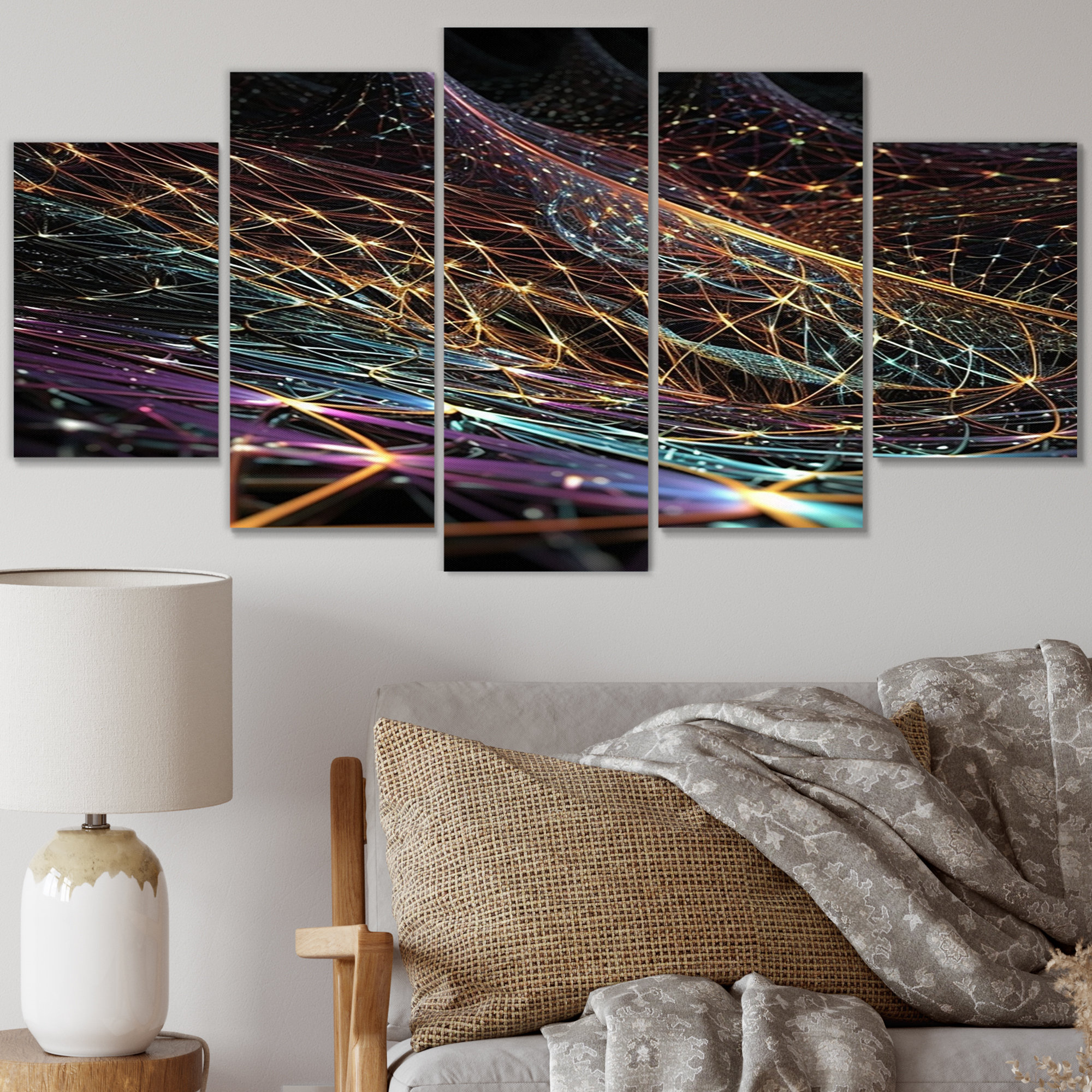 Design Art Futuristic Infinity Matrix - Fractals Canvas Wall Art - 5 ...