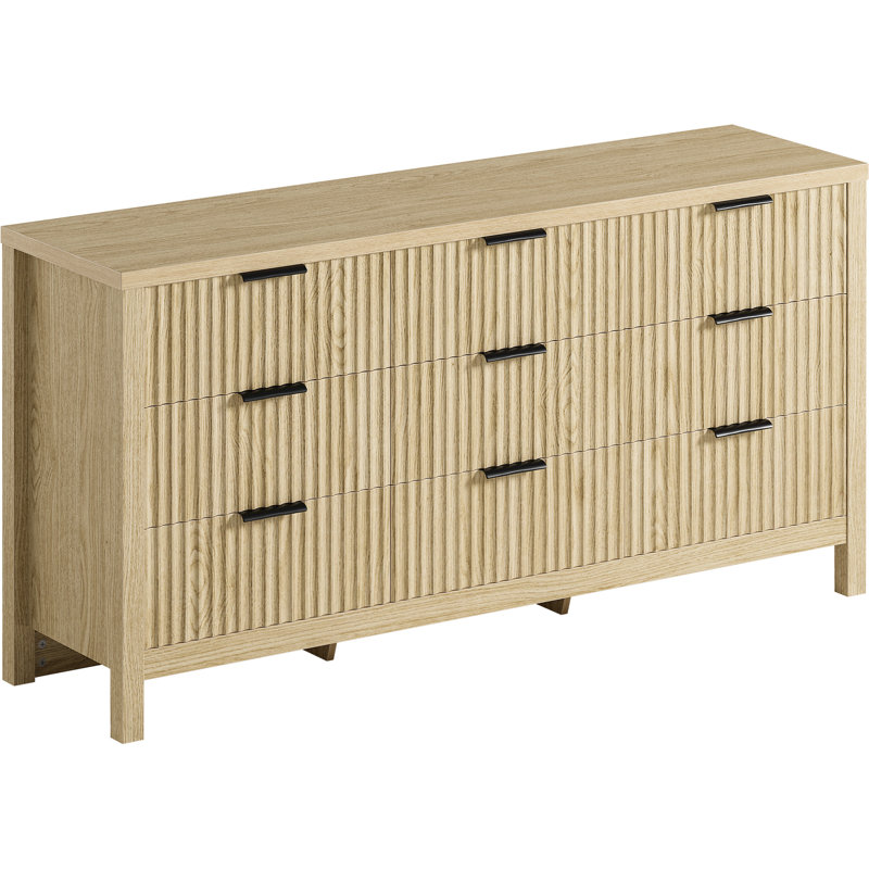 Latitude Run® Fluted 9 Drawers Dresser For Bedroom, Modern Chest Of ...