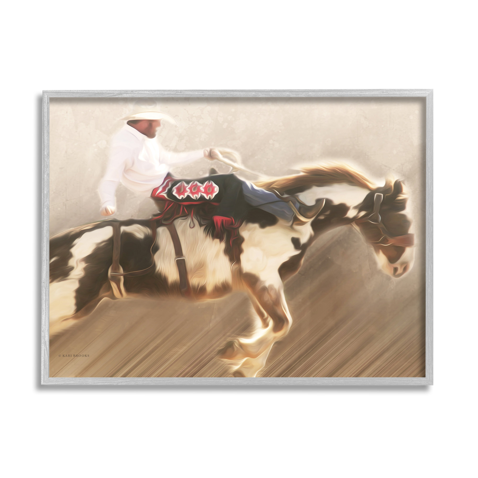 Stupell Industries Cowboy Riding Horse On Wood by Kari Brooks Graphic ...