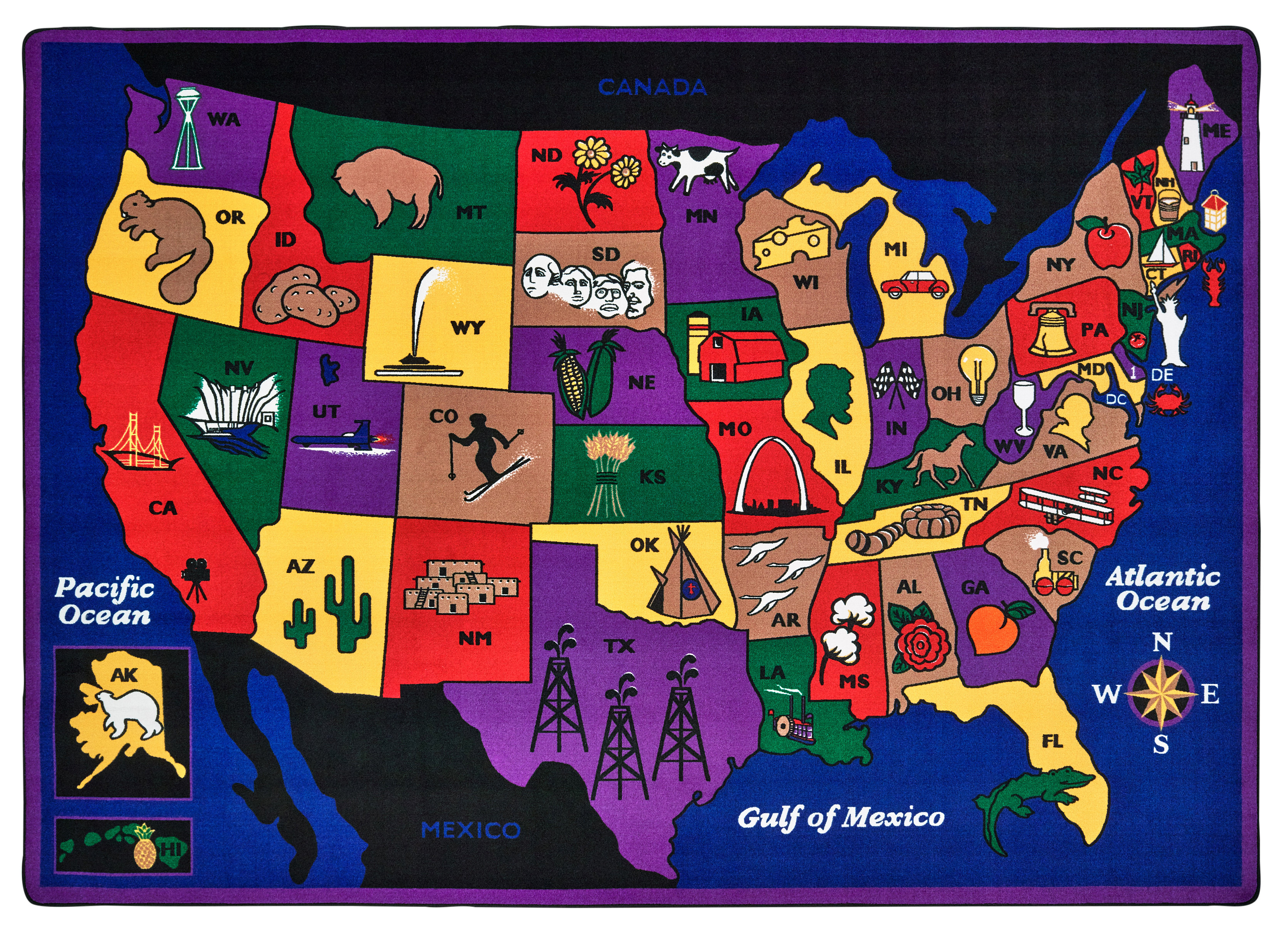 Carpets for Kids Discover America Geography Premium Collection Tufted ...