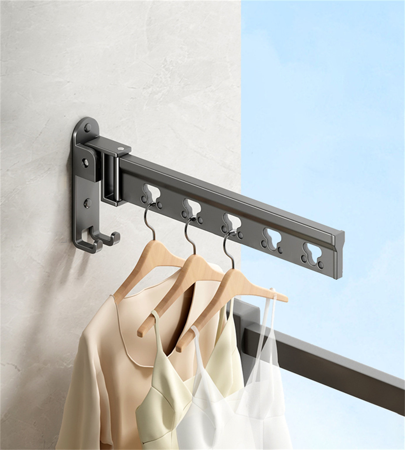 Rebrilliant Flexihang Wall-Mounted Retractable Clothes Rack - Wayfair ...