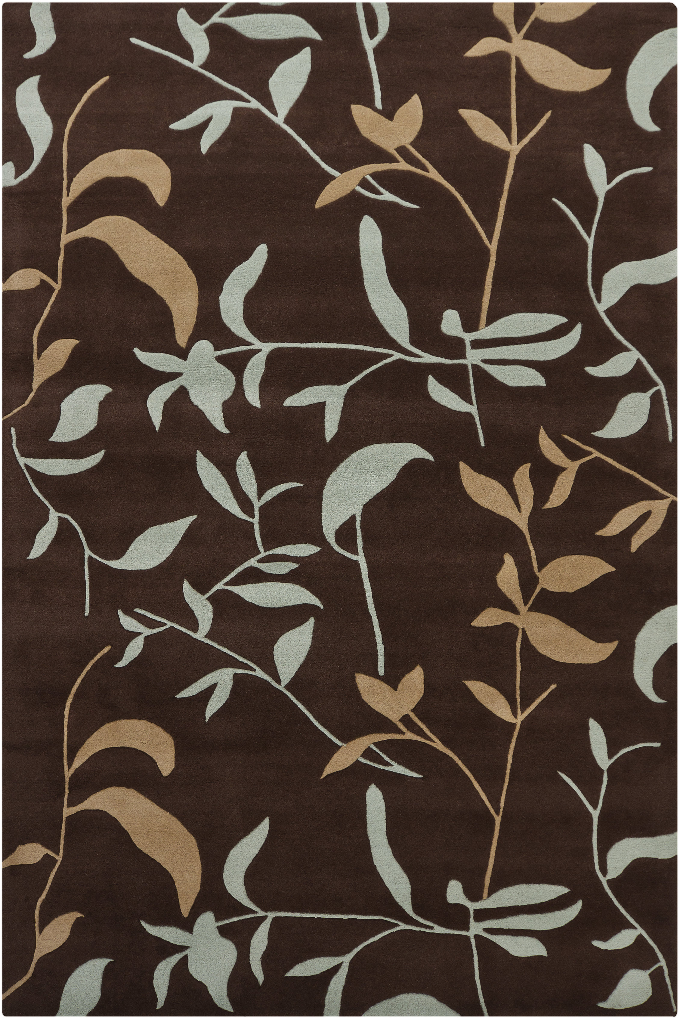 Chandra Rugs Hanu Floral Handmade Wool Brown/Tan Area Rug | Wayfair