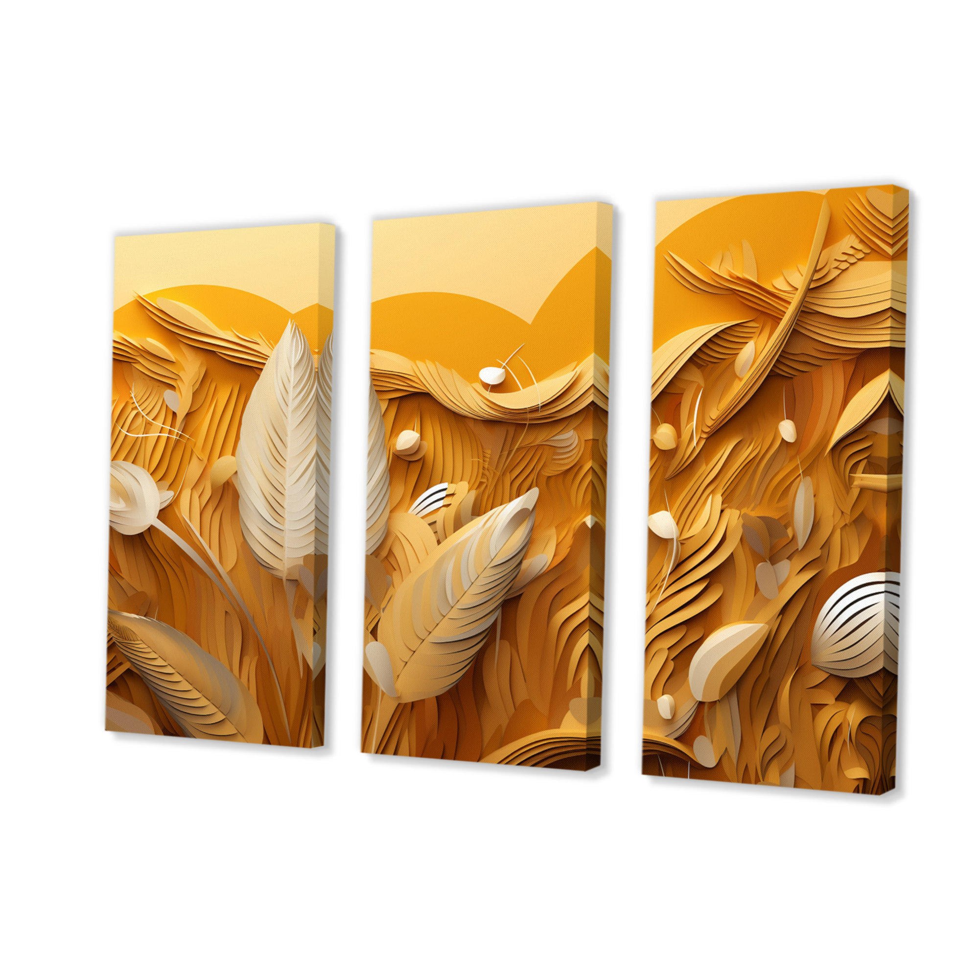 August Grove® Golden Harvest Cord Field IV On Canvas 3 Pieces Print ...