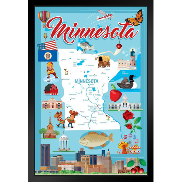 Trinx Illustrated Map Of Minnesota Travel World Map With Cities In ...