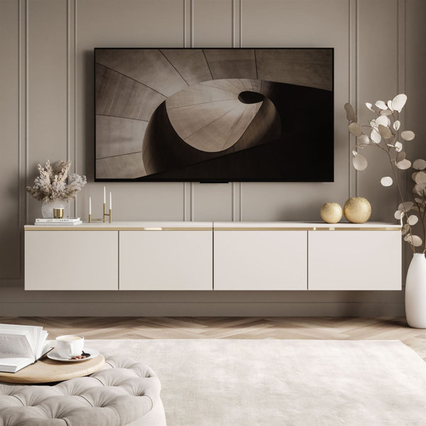 Ivy Bronx Denine Floating TV Stand Cashmere 200cm with LED Lighting ...