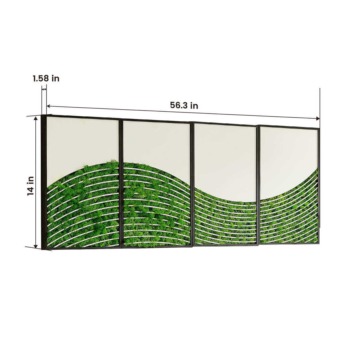 Orren Ellis Wave Moss Framed Wall Ar 4pcs Set | Wayfair