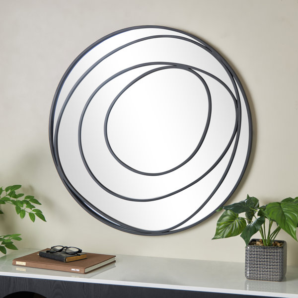 Ivy Bronx Cole And Grey Metal Room Wall Mirror With Overlapping Circles ...