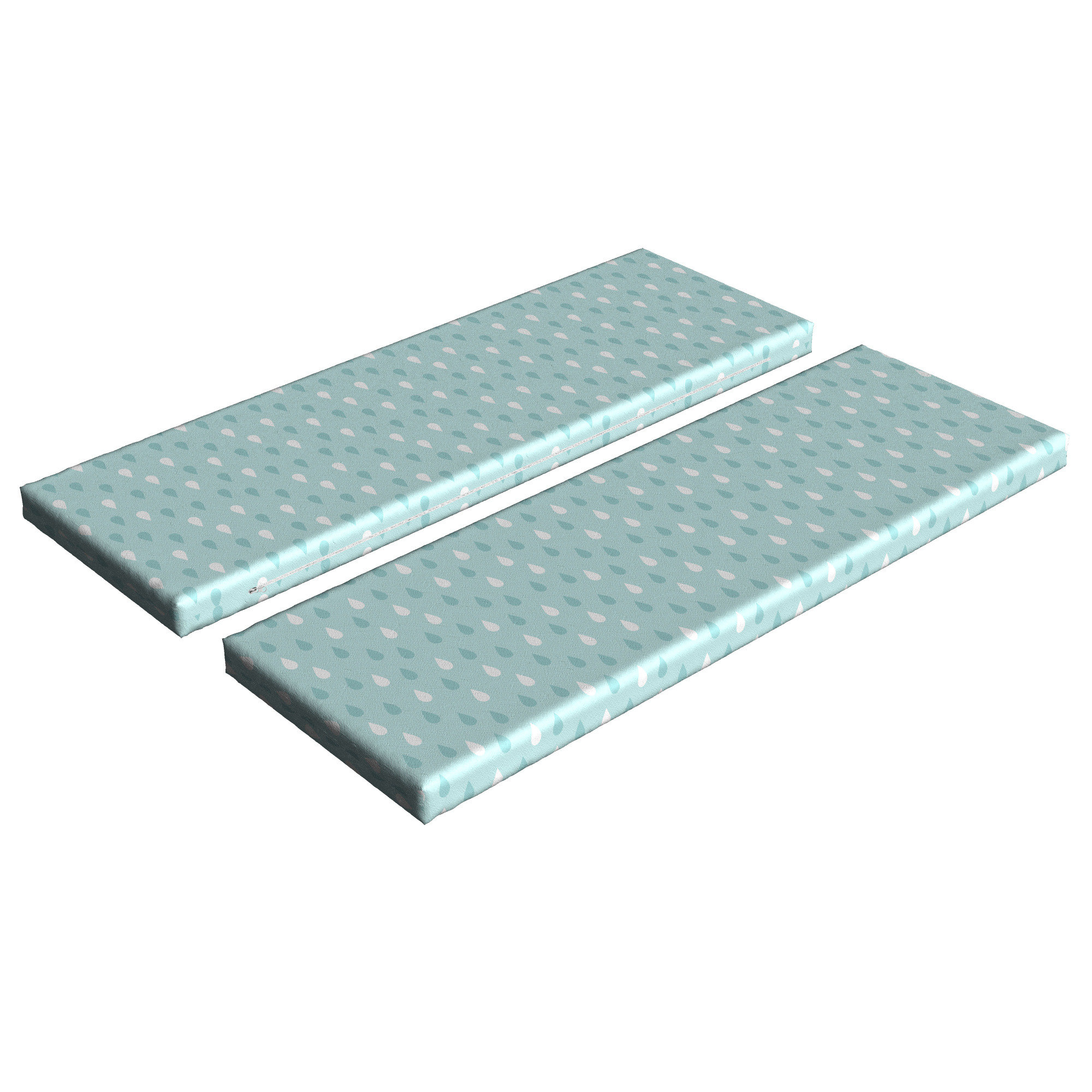 Ambesonne Pale Blue Bench Cushion Set Of 2, Separate Droplets Motif In ...